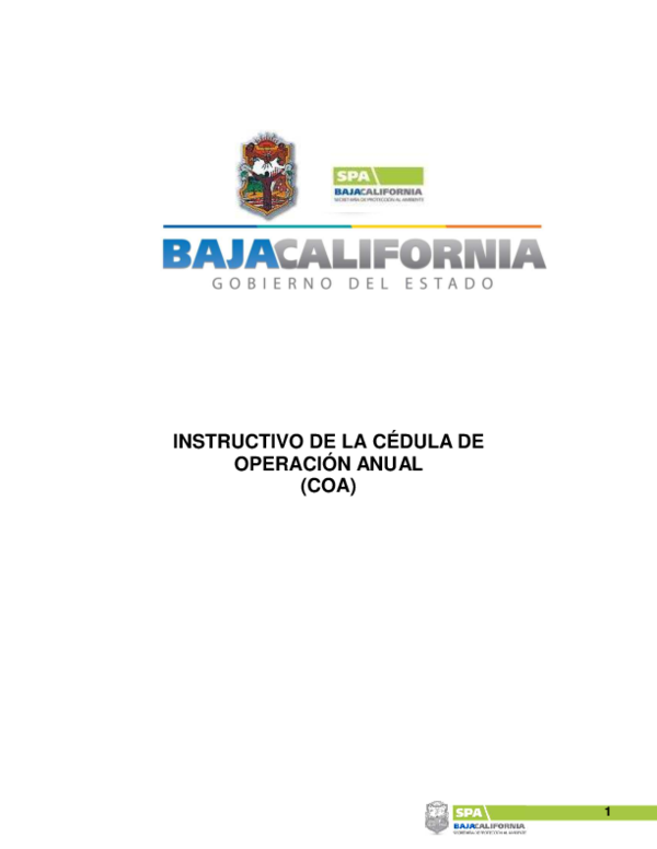 (PDF) INSTRUCTIVO DE LA CÉDULA DE OPERACIÓN ANUAL (COA) 2 CONTENIDO