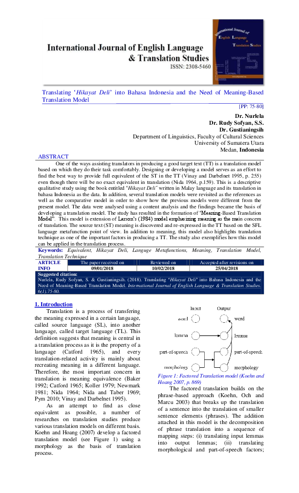 (PDF) Translating " Hikayat Deli " into Bahasa Indonesia and the Need ...