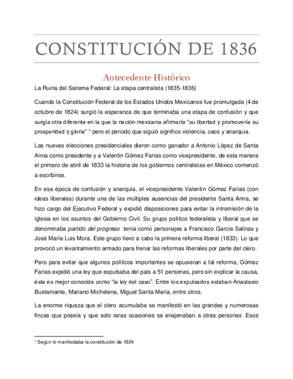 (DOC) Constitución de 1836