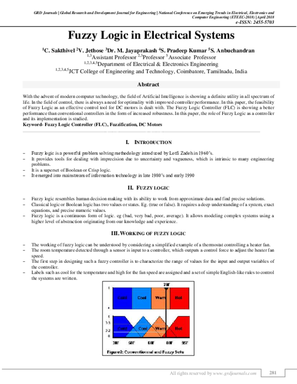 (PDF) Fuzzy Logic in Electrical Systems
