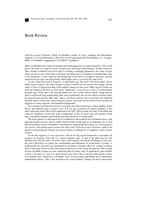 (PDF) Exploring Logical Dynamics, Johan van Benthem