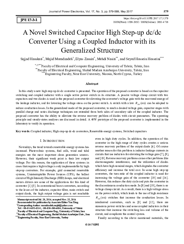 (PDF) A Novel Switched Capacitor High Step-up dc/dc Converter Using a Coupled Inductor with its ...