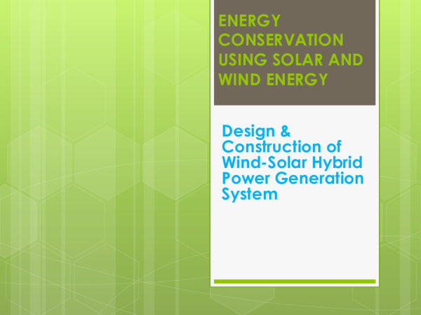 (PPT) ENERGY CONSERVATION USING SOLAR ENERGY