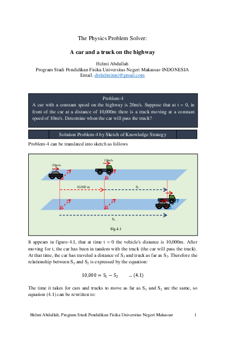 (PDF) The Physics Problem Solver: A car and a truck on the highway
