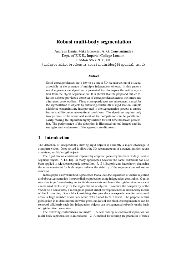 (PDF) Robust multi-body segmentation