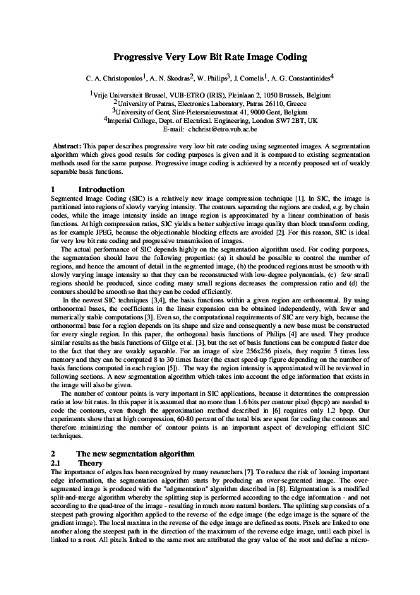 Pdf Progressive Very Low Bit Rate Image Coding Anthony Constantinides