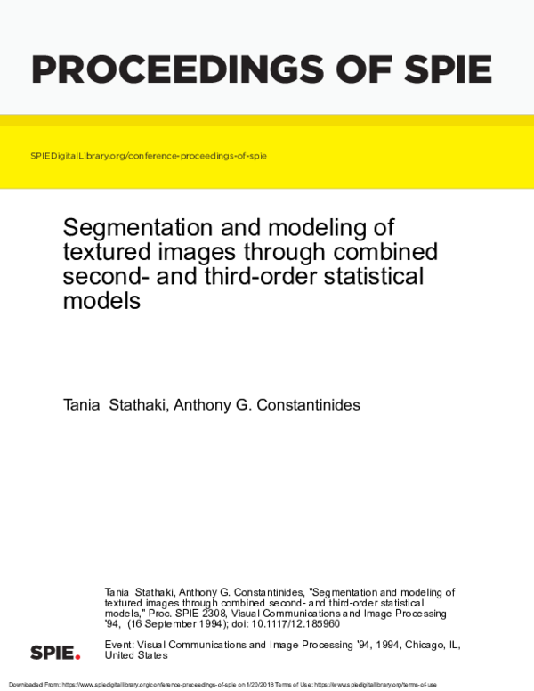 Pdf Segmentation And Modeling Of Textured Images Through Combined Second And Third Order