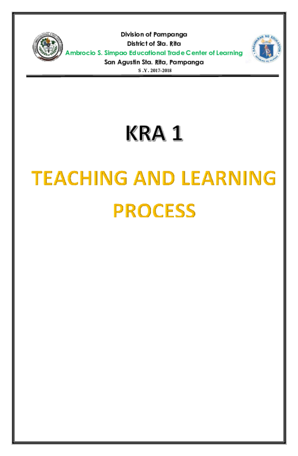 (DOC) KRA 1. Teaching & Learning Process
