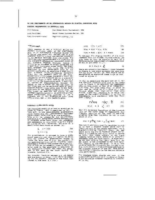 (PDF) ON THE PERFORMANCE OF AN OVERSAMPLED ANALOG TO DIGITAL CONVERTER WITH DIGITAL REQUANTIZER ...