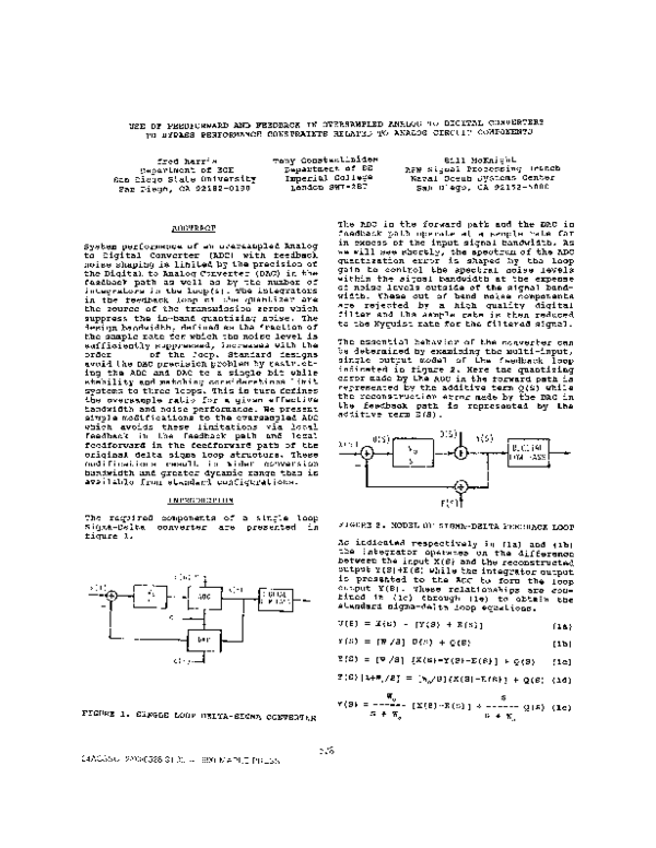 Pdf Use Of Feedforward And Feedback In Oversampled Analog To Digital
