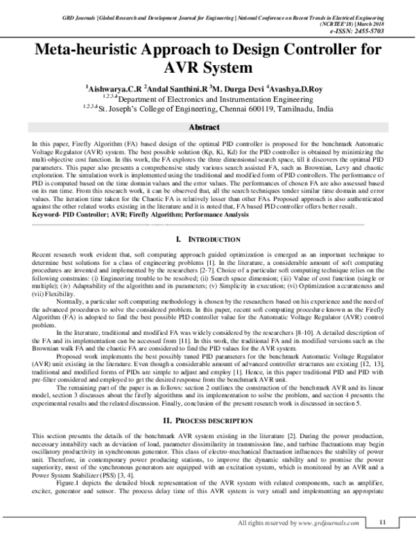 Meta-heuristic Approach to Design Controller for AVR System