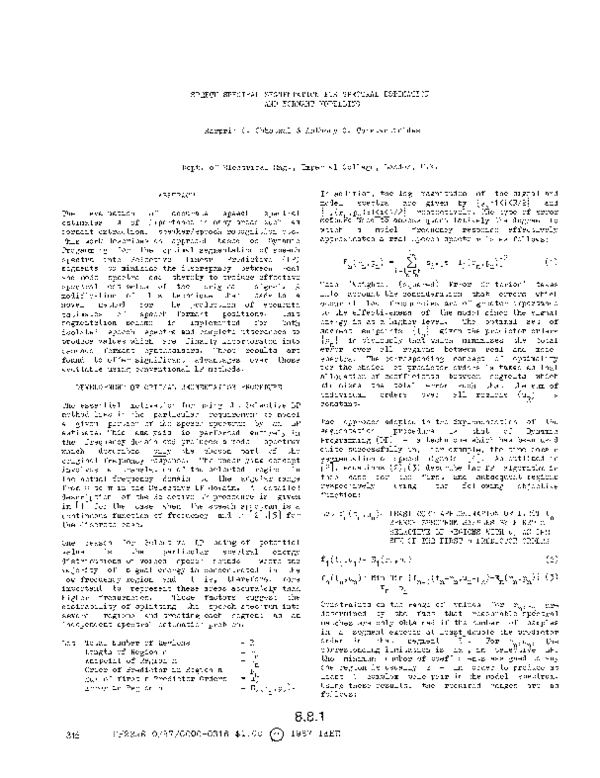Pdf Speech Spectral Segmentation For Spectral Estimation And Format