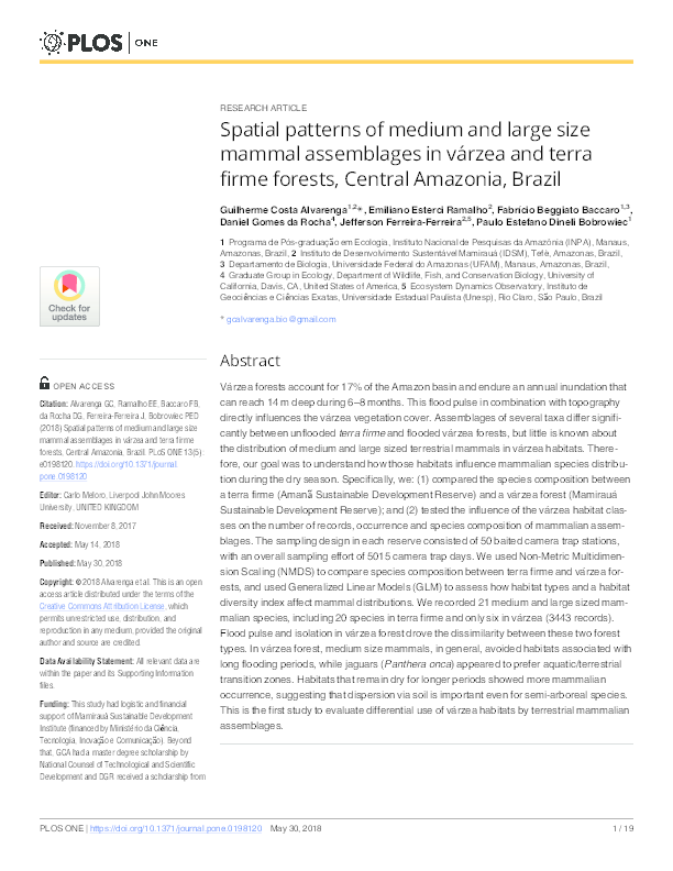 (PDF) Spatial patterns of medium and large size mammal assemblages in ...