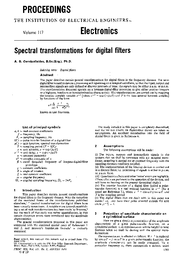 application of z transform in digital filters