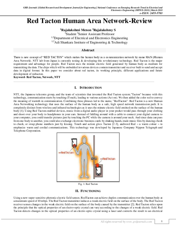 (PDF) Red Tacton Human Area Network-Review