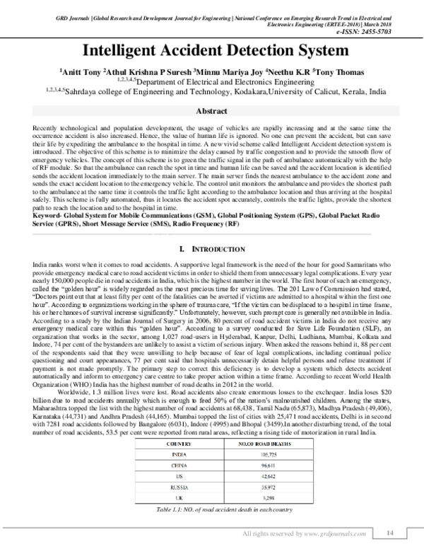 Pdf Intelligent Accident Detection System