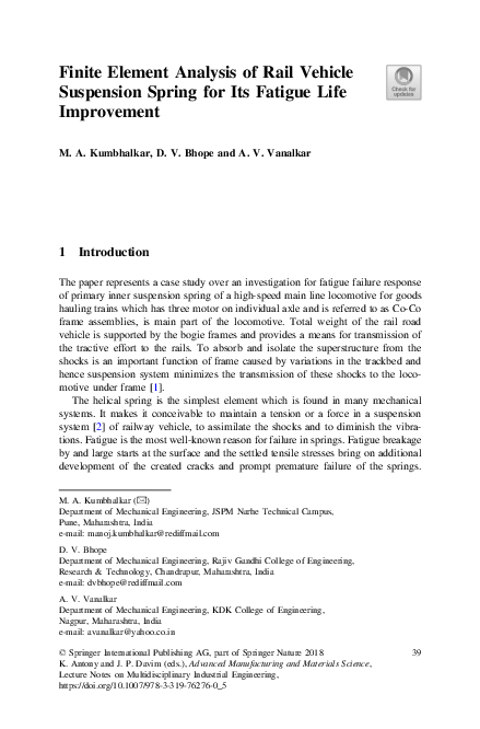 (PDF) Finite Element Analysis of Rail Vehicle Suspension Spring for Its ...