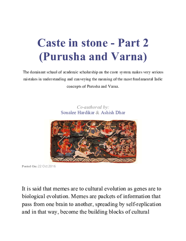 (PDF) Caste in stone -Part 2 (Purusha and Varna