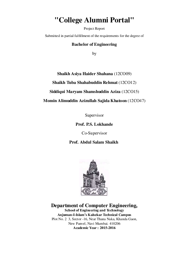 (PDF) "College Alumni Portal"