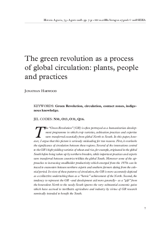 (PDF) The green revolution as a process of global circulation: plants ...