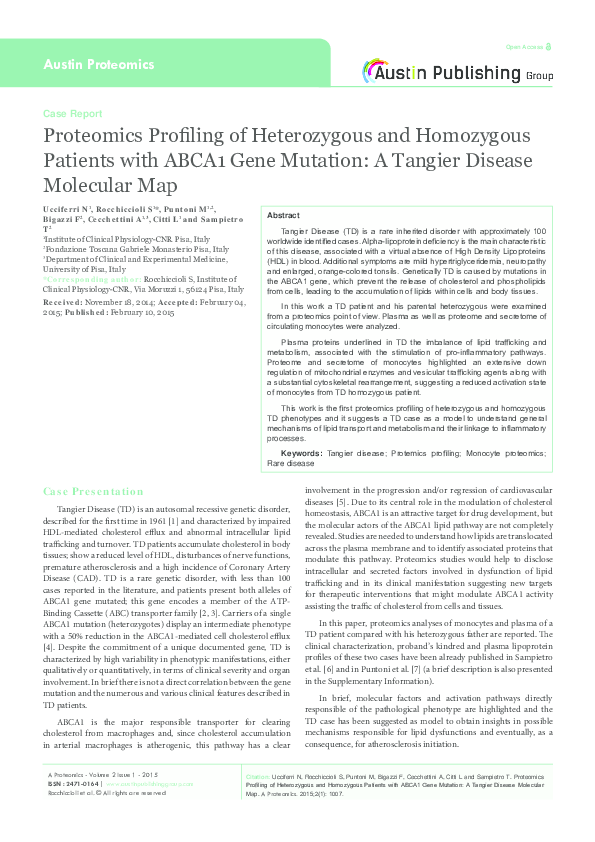 (PDF) Proteomics Profiling of Heterozygous and Homozygous Patients with ...