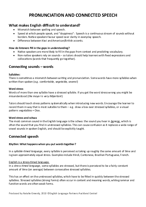 (DOC) PRONUNCIATION AND CONNECTED SPEECH