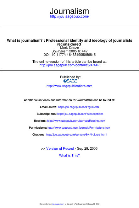 (PDF) What is Journalism