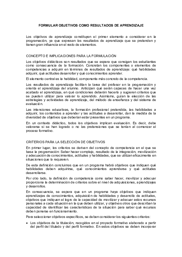 (PDF) FORMULAR OBJETIVOS COMO RESULTADOS DE APRENDIZAJE