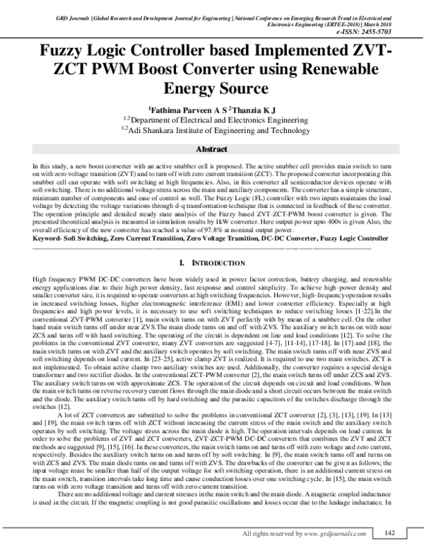 Pdf Fuzzy Logic Controller Based Implemented Zvt Zct Pwm Boost
