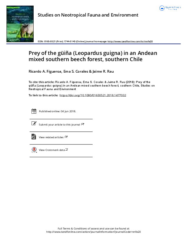 (PDF) Studies on Neotropical Fauna and Environment Prey of the güiña ...