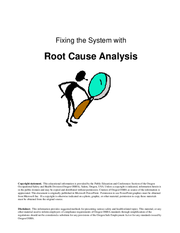 (PDF) Fixing the System with Root Cause Analysis