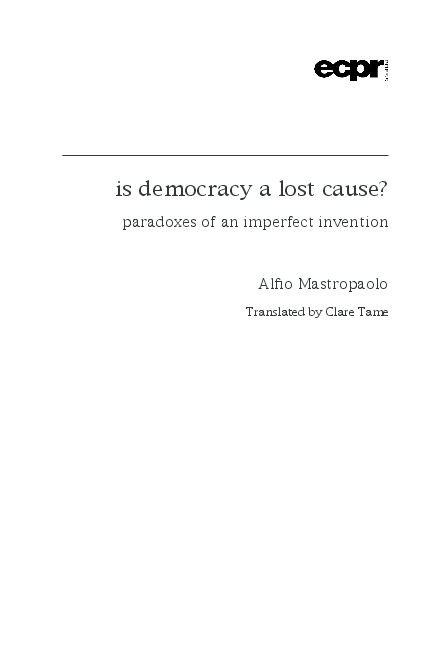 (PDF) Is Democracy a Lost Cause? Paradoxes of an Imperfect Invention