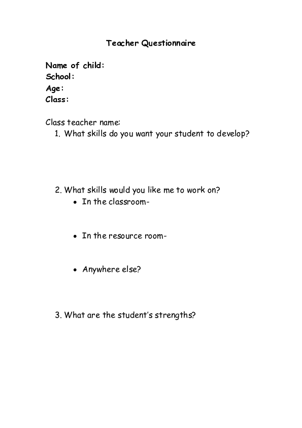(DOC) Teacher Questionnaire