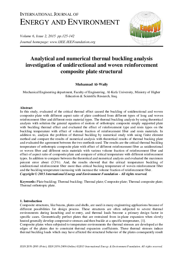 (PDF) Analytical and numerical thermal buckling analysis investigation ... (PDF) Analytical and numerical thermal buckling analysis investigation ...