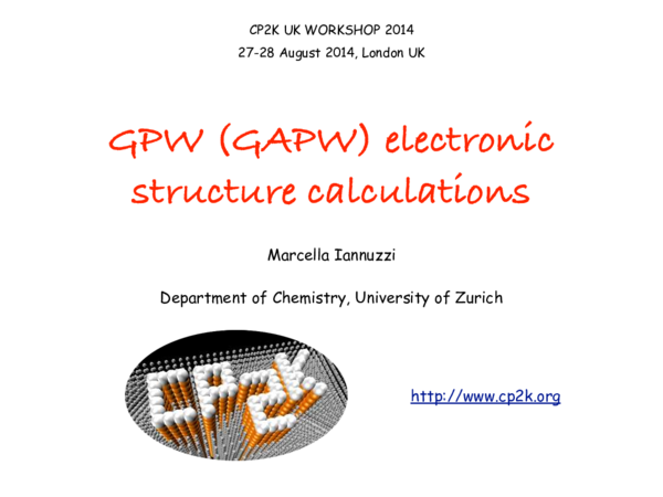 (PDF) GPW (GAPW) electronic structure calculations