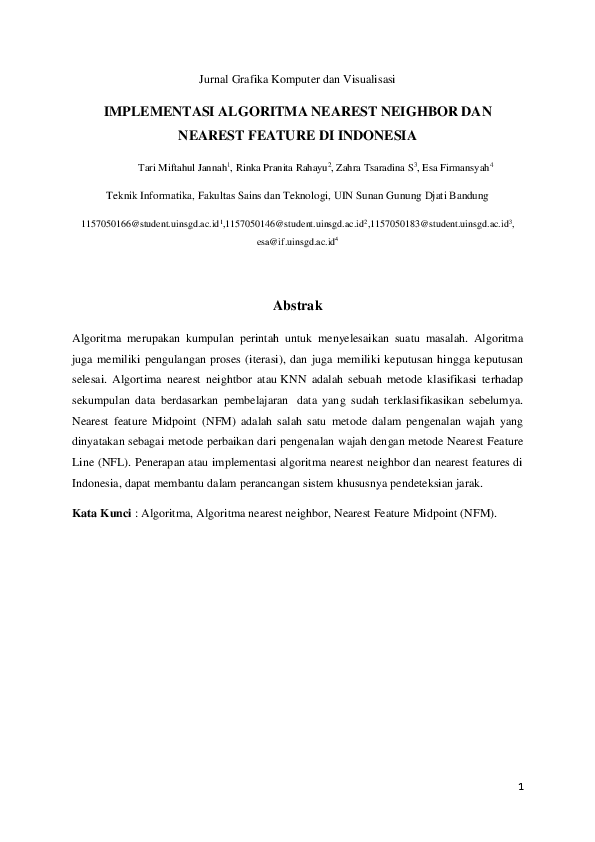 Doc Implementasi Algoritma Nearest Neighbor Dan Nearest Feature Di
