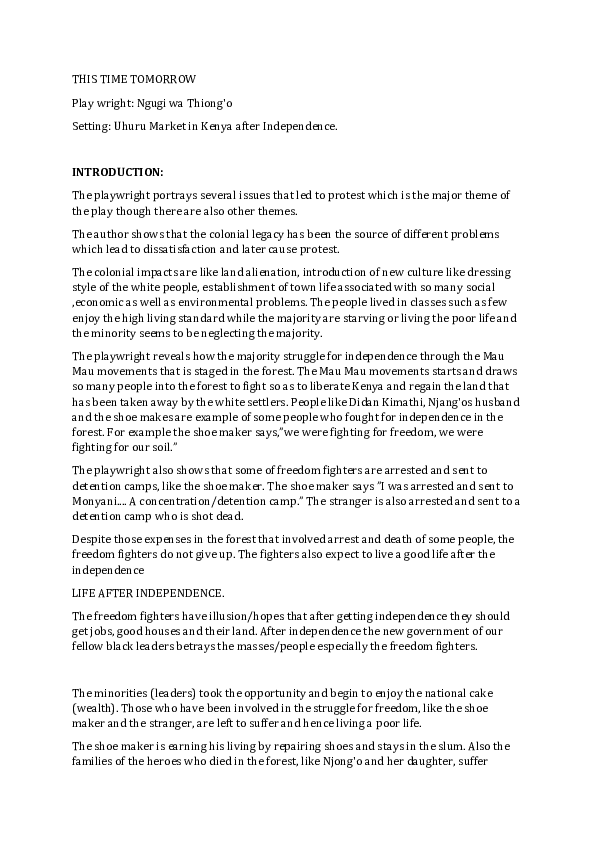 (DOC) THIS TIME TOMORROW