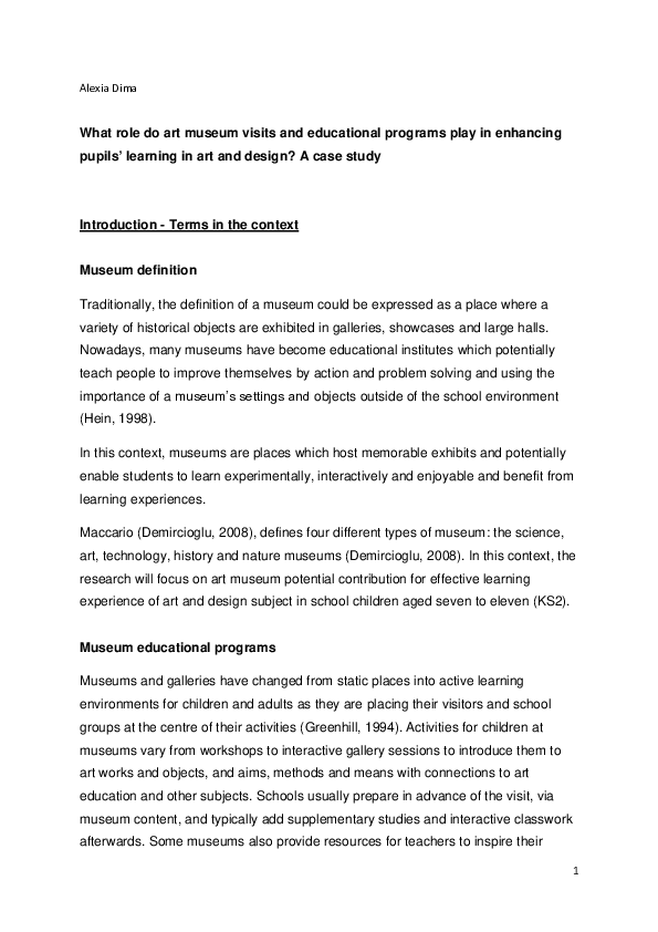 (PDF) What role do art museum visits and educational programs play in ...