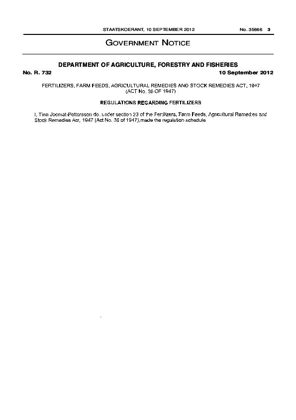 (PDF) GOVERNMENT NOTICE DEPARTMENT OF AGRICULTURE, FORESTRY AND FISHERIES