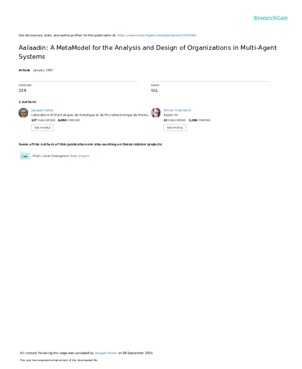 (PDF) Aalaadin: A Meta-Model for the Analysis and Design of Organizations in Multi-Agent Systems ...