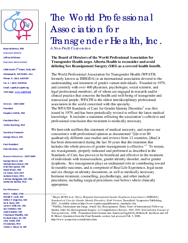 (PDF) WPATH Clarification on Medical Necessity of Treatment, Sex ...