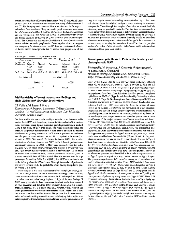 (PDF) Multicentricity of breast cancer: new findings and their clinical ...