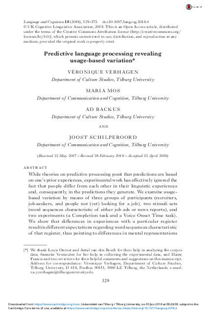 (PDF) Predictive language processing revealing usage-based variation