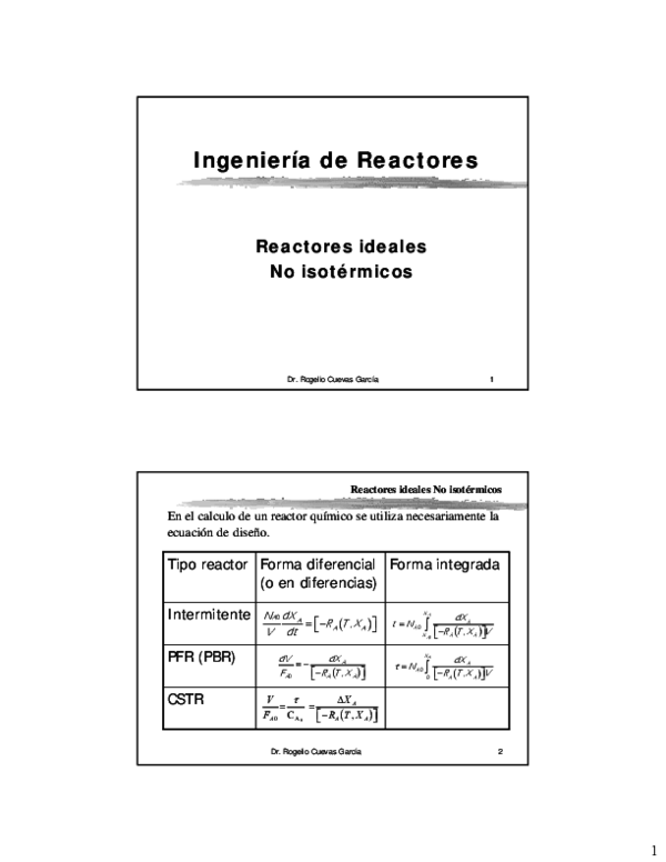 (PDF) Ingeniería de Reactores Reactores ideales No isotérmicos