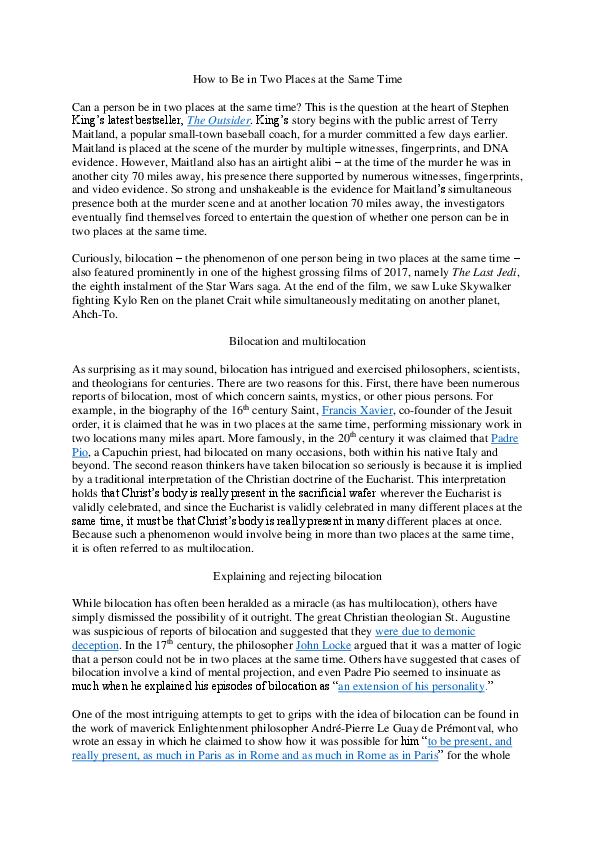 (DOC) How to Be in Two Places at the Same Time