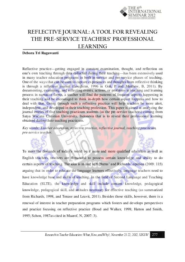 (PDF) REFLECTIVE JOURNAL: A TOOL FOR REVEALING THE PRE-SERVICE TEACHERS ...