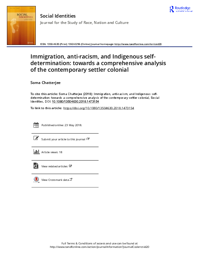 (PDF) Immigration, anti-racism and Indigenous self-determination ...