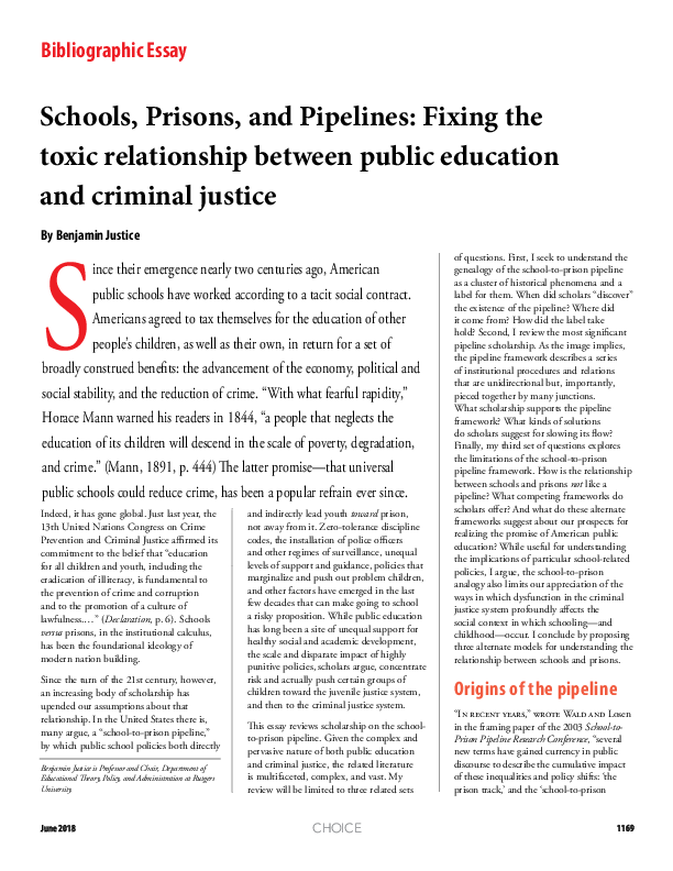 (PDF) Schools, Prisons, and Pipelines: Fixing the toxic relationship ...