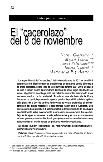 (PDF) El "cacerolazo" del 8 de Noviembre