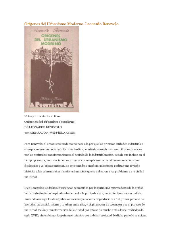 (DOC) Orígenes del Urbanismo Moderno